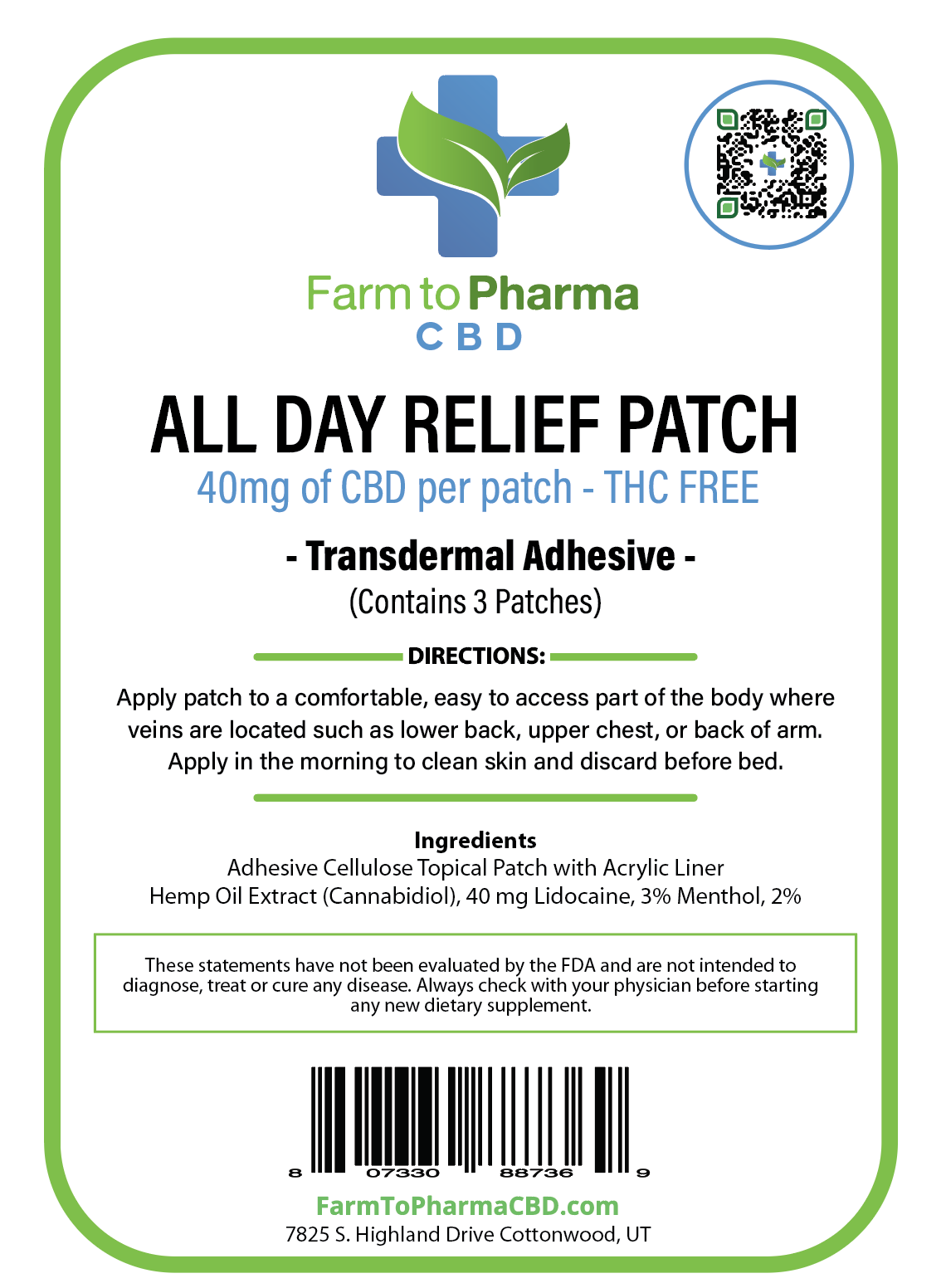 All Day Transdermal Patch (3 pack) – Farm To Pharma